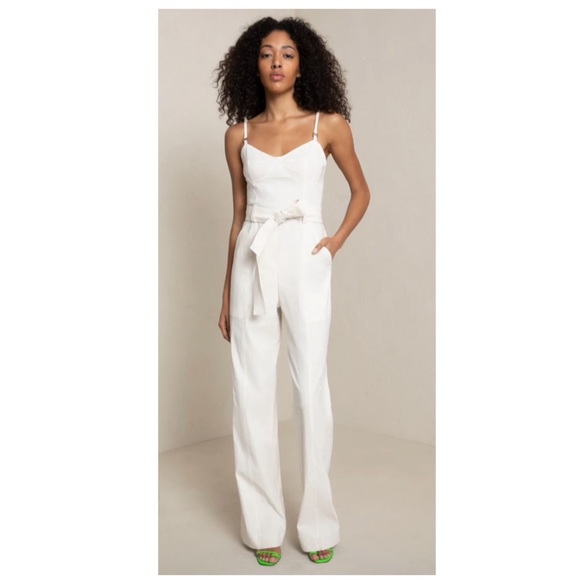 A.L.C. | Pants & Jumpsuits | Alc Mila Linen Blend Jumpsuit In White ...